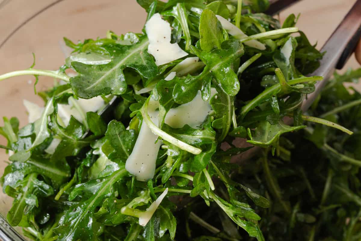 Arugula Salad with Parmesan, Lemon, and Olive Oil - Mandi of the Mountains